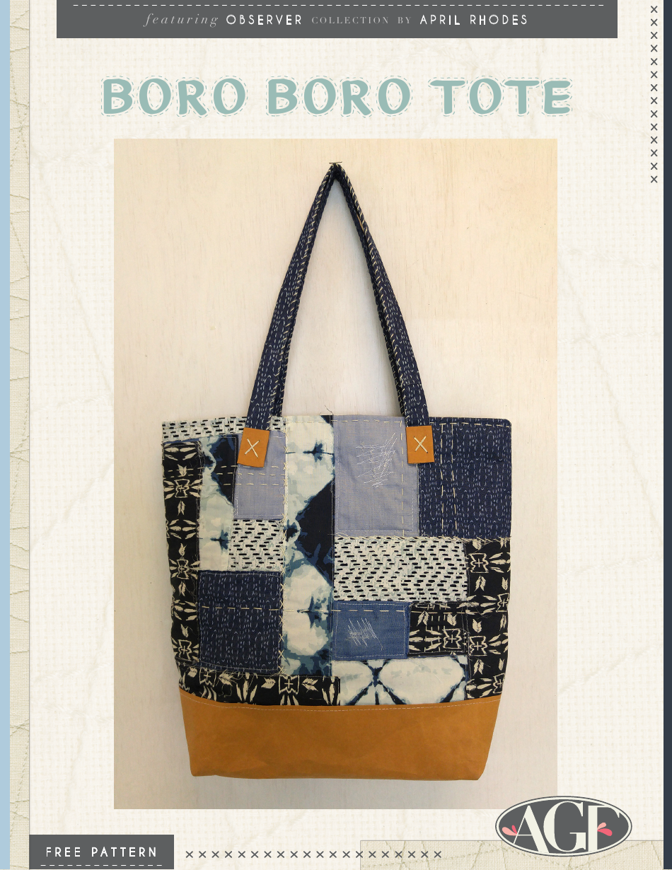 Boro Boro Tote Bag Sewing Pattern - Art Gallery Quilts Download Printable PDF | Templateroller