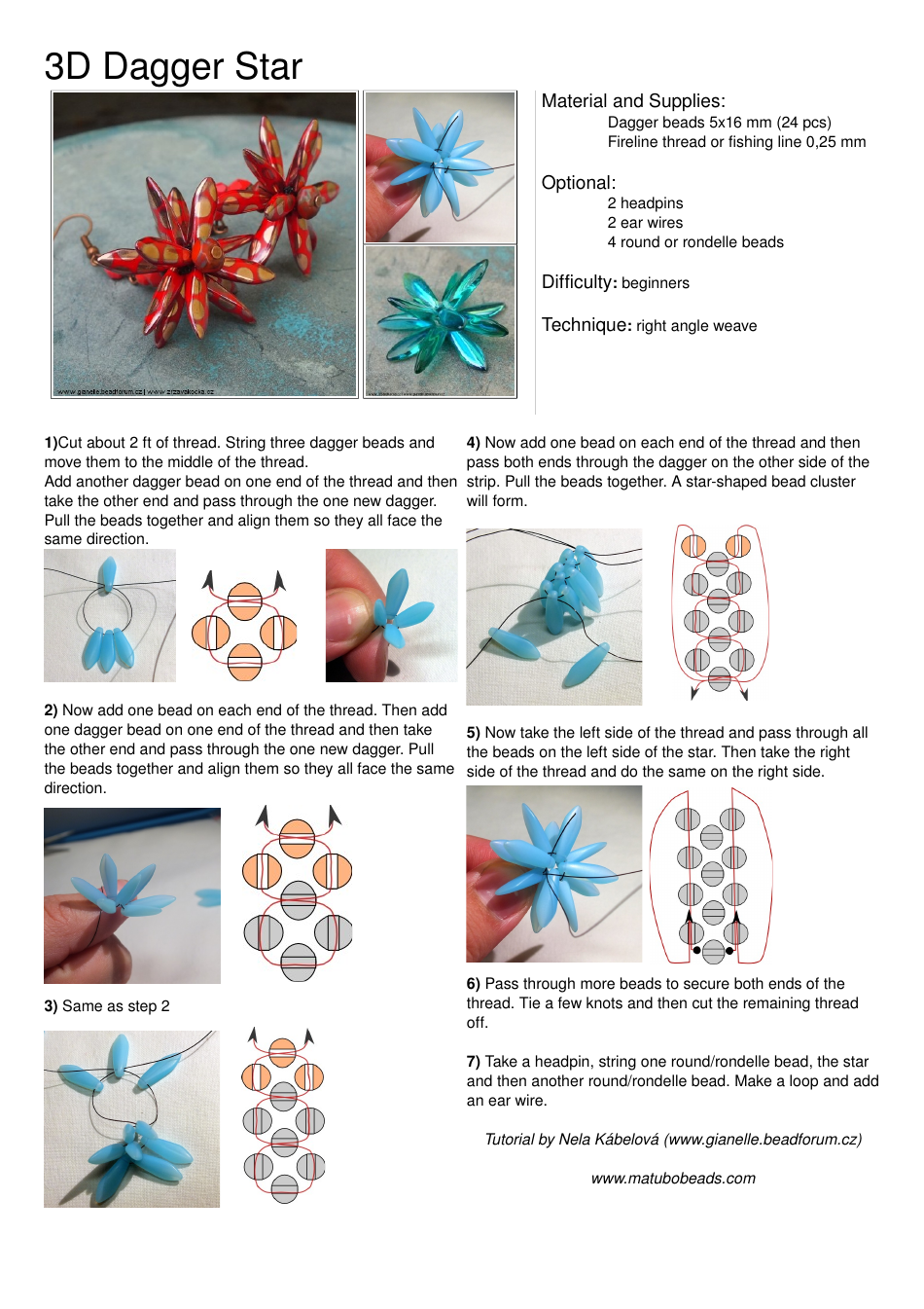 3d Dagger Star Beading Pattern Download Printable PDF | Templateroller