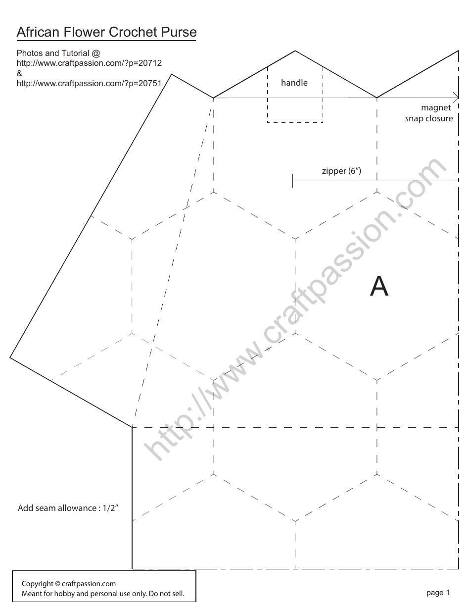African Flower Crochet Purse Templates - Craftpassion Download ...