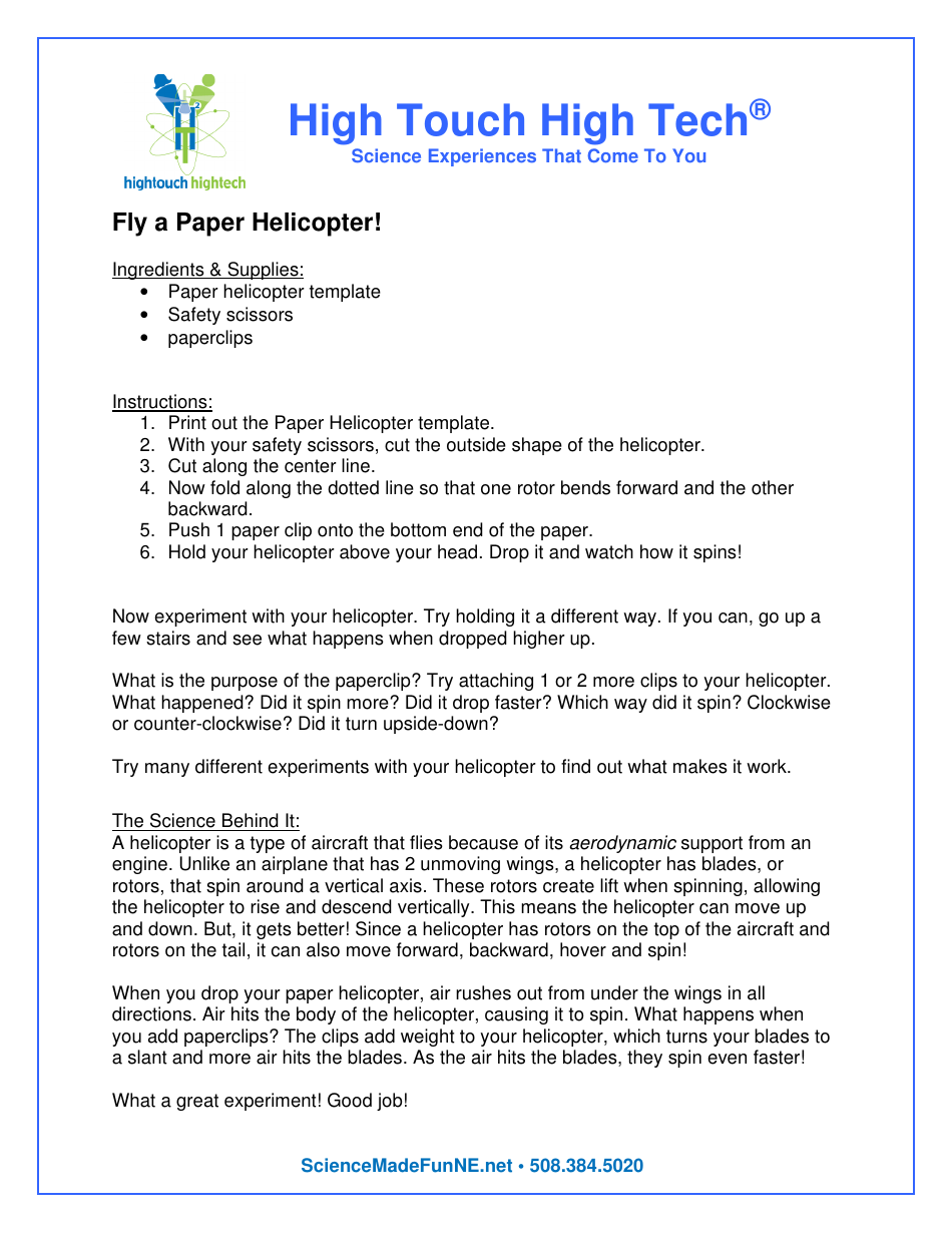 Paper Helicopter Template - High Touch High Tech Download Printable PDF ...