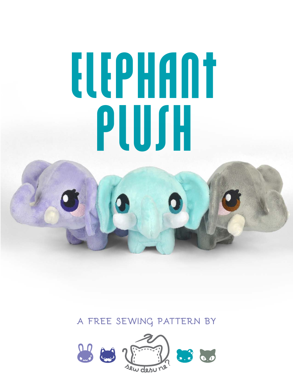 Elephant Plush Sewing Templates - Choly Knight Download Printable PDF ...