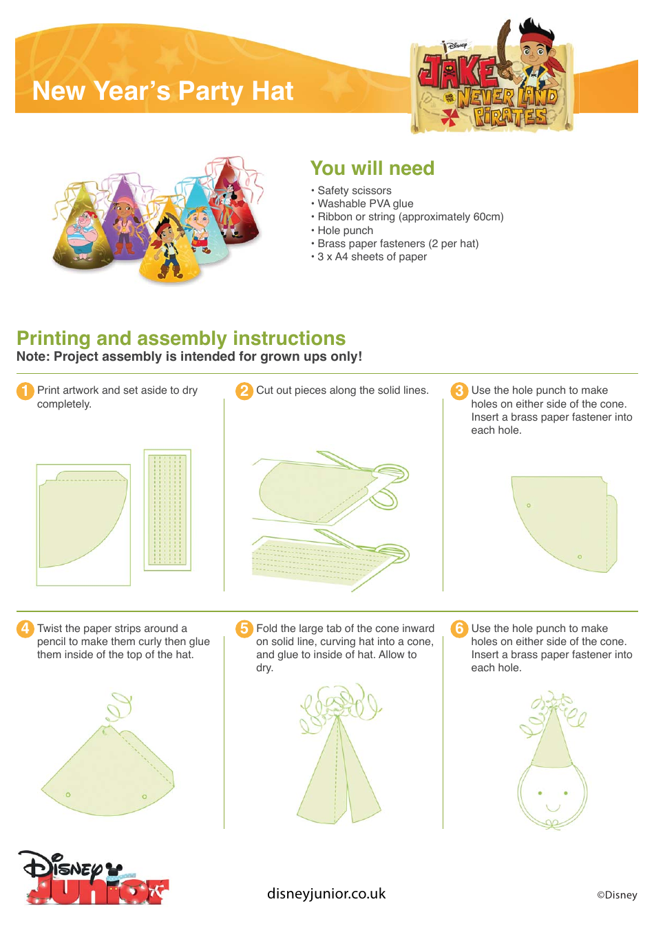 New Year's Party Hat Template - Disney Junior Download Printable PDF ...