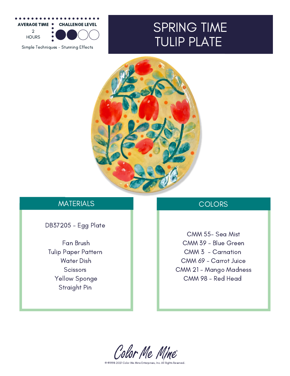 Spring Time Tulip Plate Pattern Download Printable PDF | Templateroller