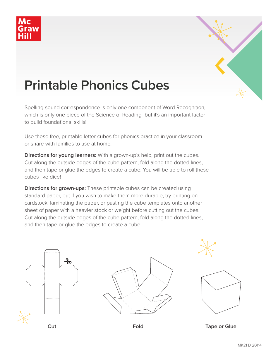 Printable Phonics Cube Templates Download Printable PDF | Templateroller