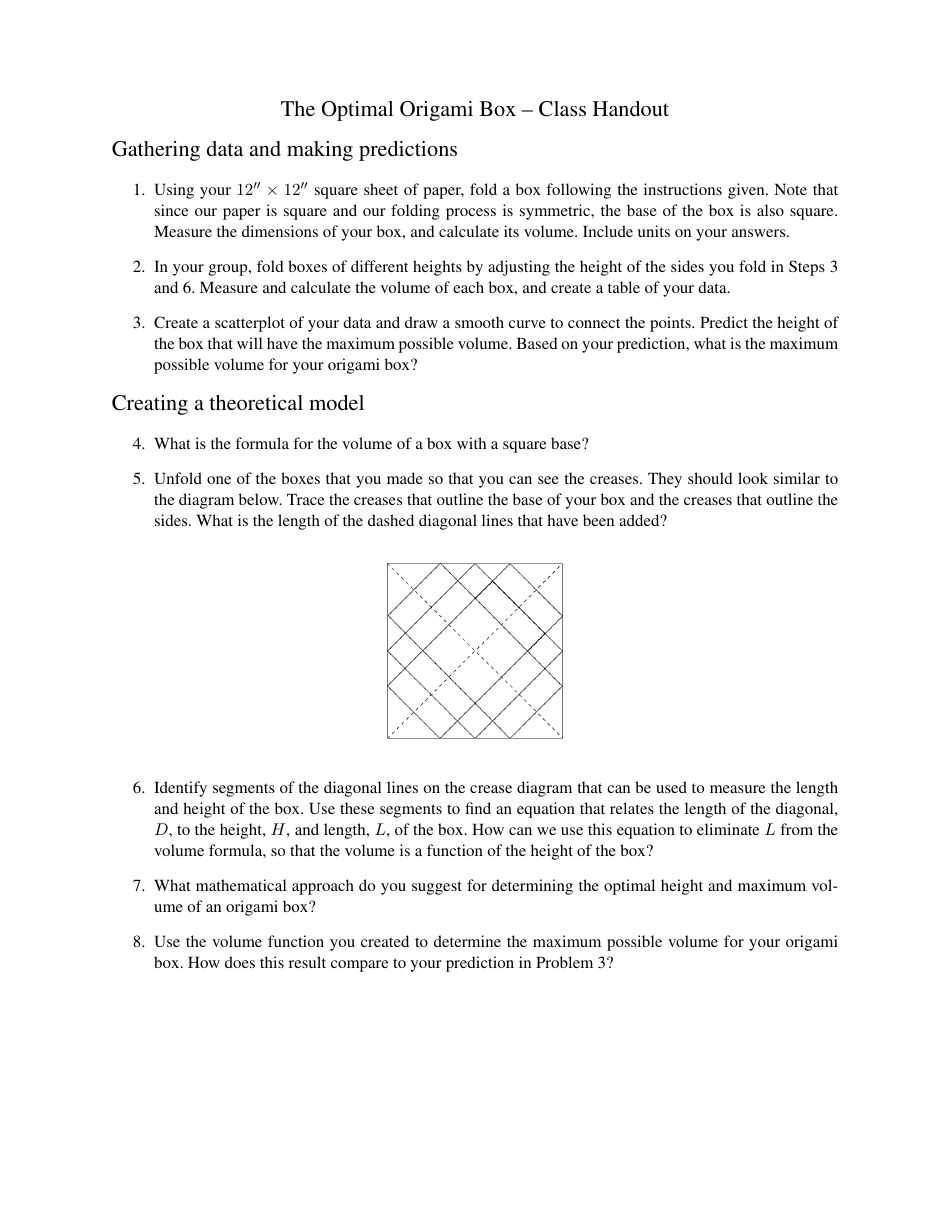 Origami Japanese Masu Box Guide Download Printable PDF | Templateroller