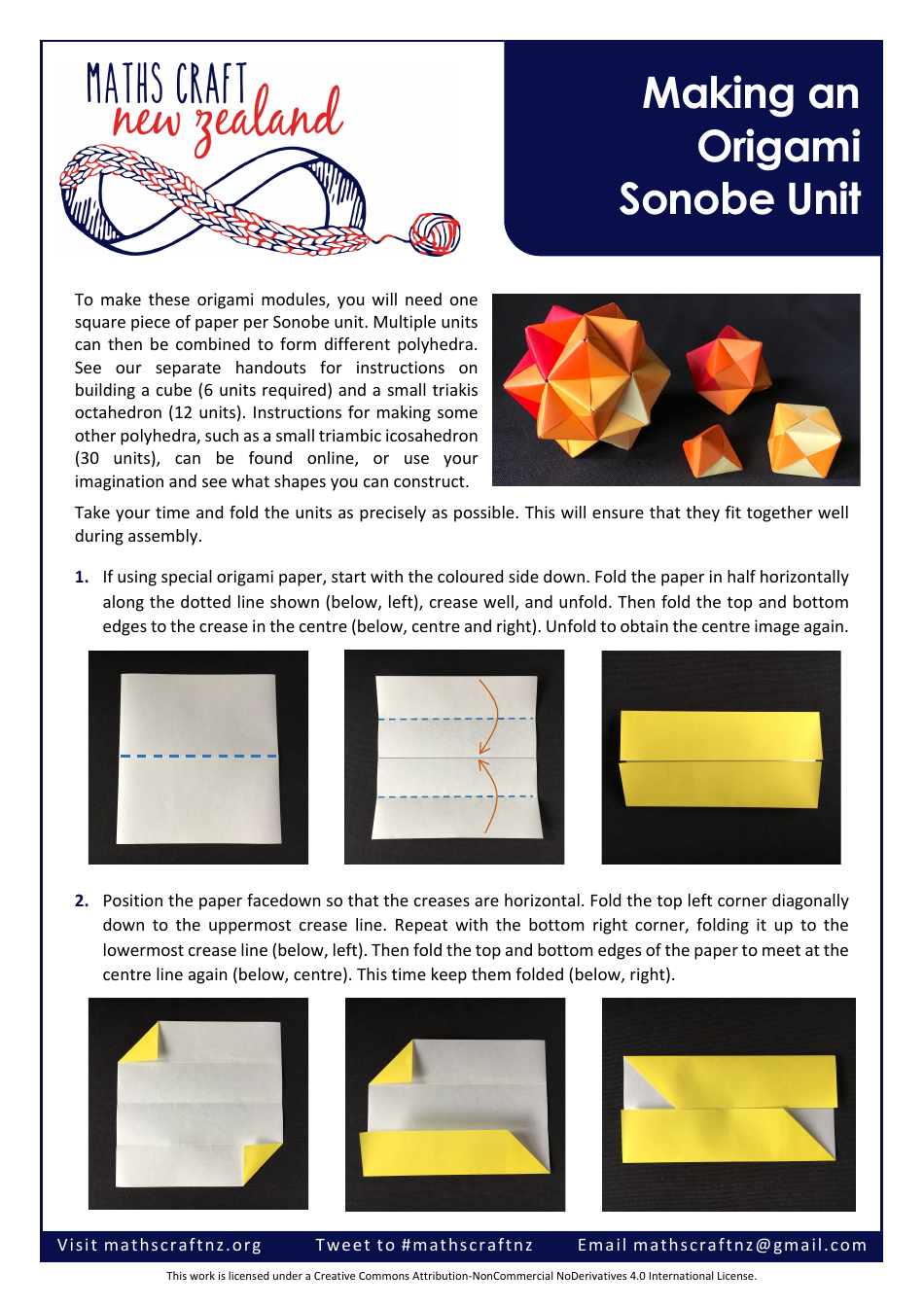 Origami Paper Sonobe Unit Download Printable PDF | Templateroller