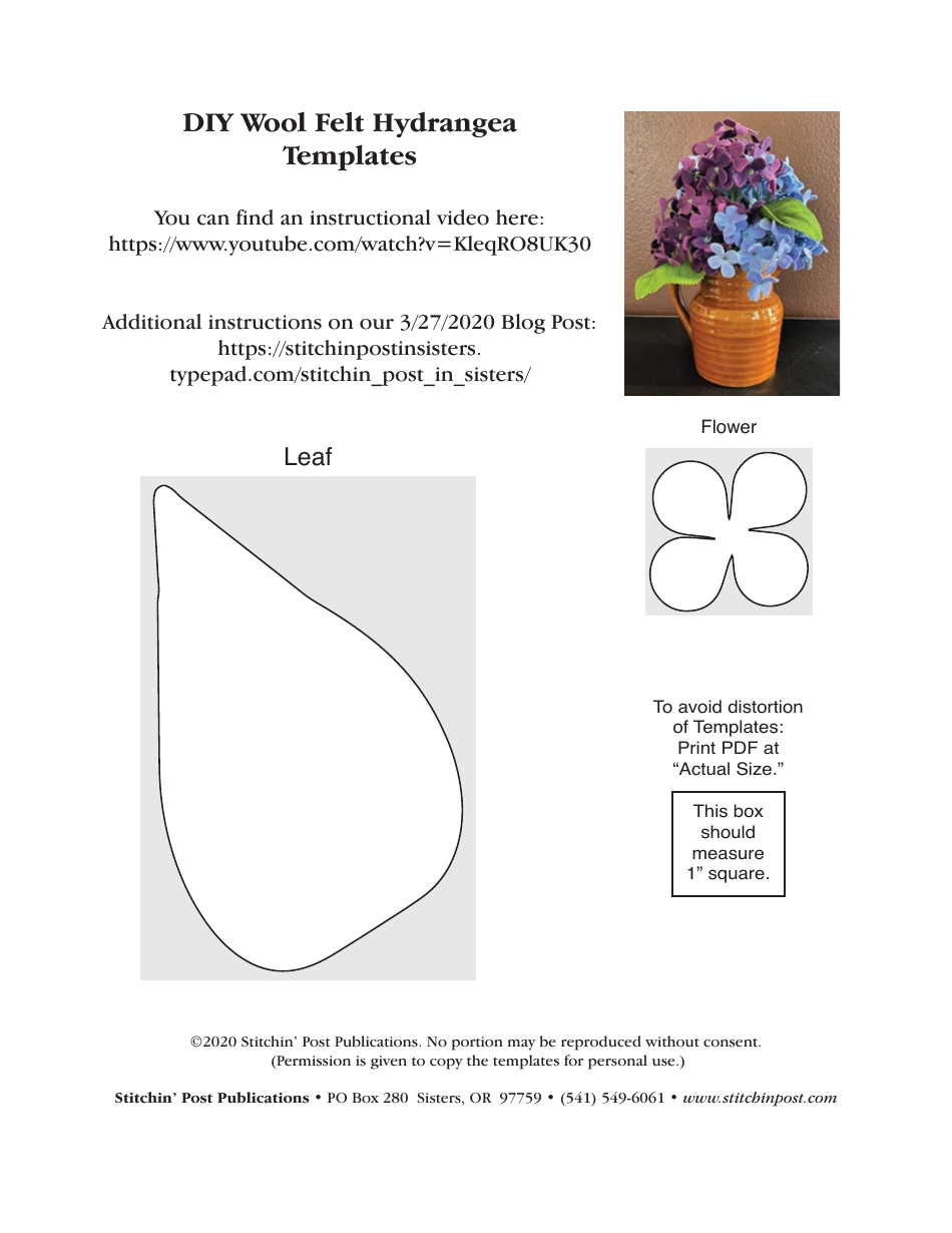 Wool Felt Hydrangea Templates Download Printable PDF | Templateroller