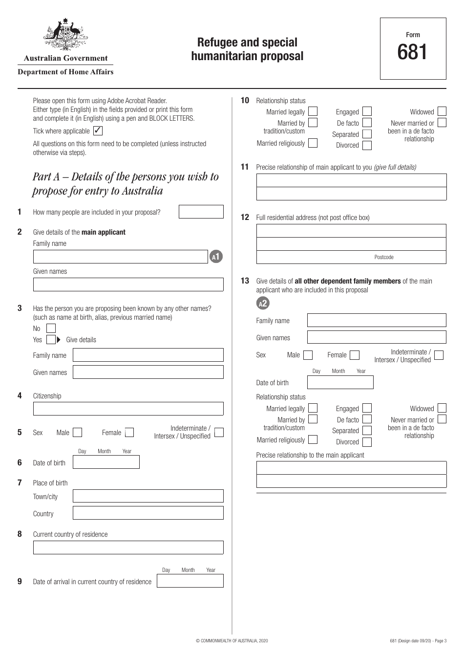 Form 681 - Fill Out, Sign Online and Download Printable PDF, Australia | Templateroller