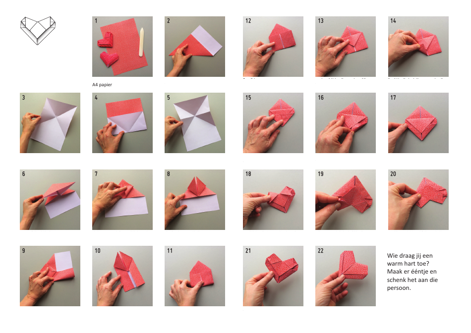 Origami Paper Heart Guide Download Printable PDF (Dutch) | Templateroller