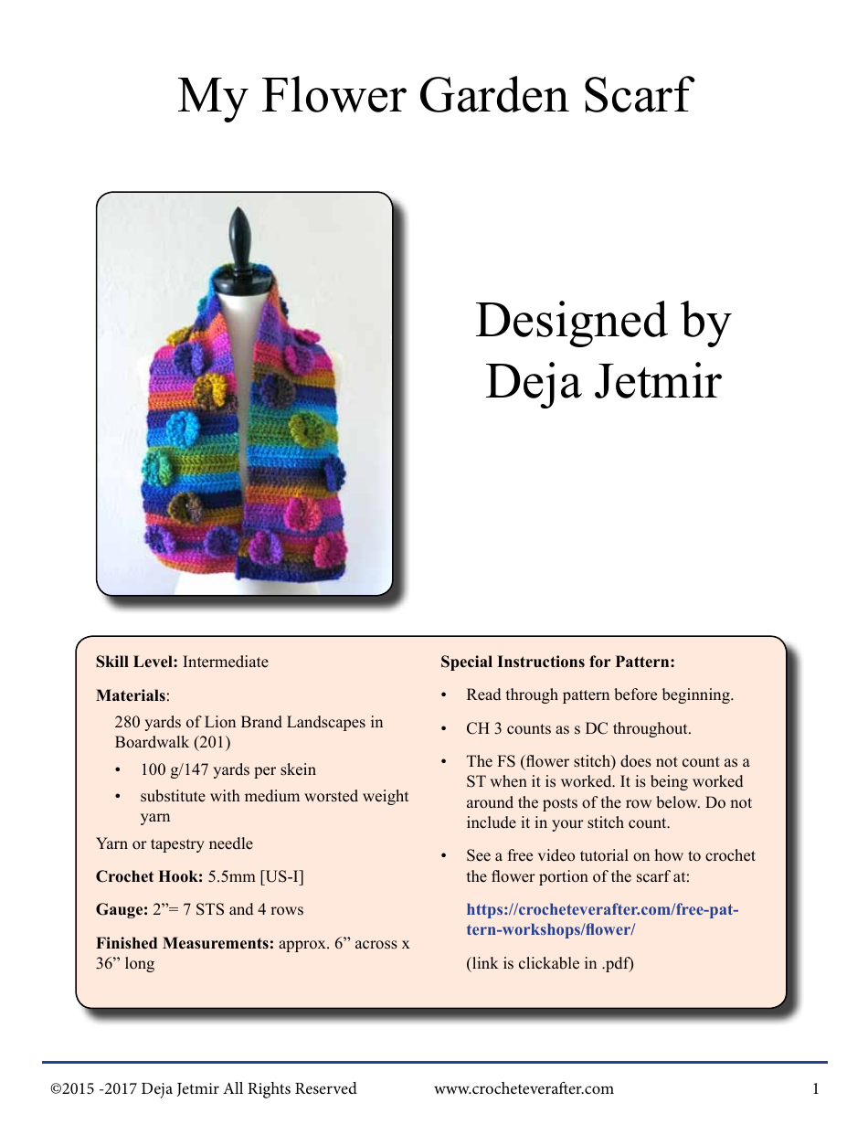 Flower Garden Scarf Crochet Pattern Download Printable PDF | Templateroller