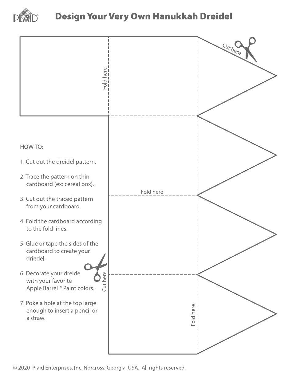 Hanukkah Dreidel Template - Plaid Download Printable PDF | Templateroller