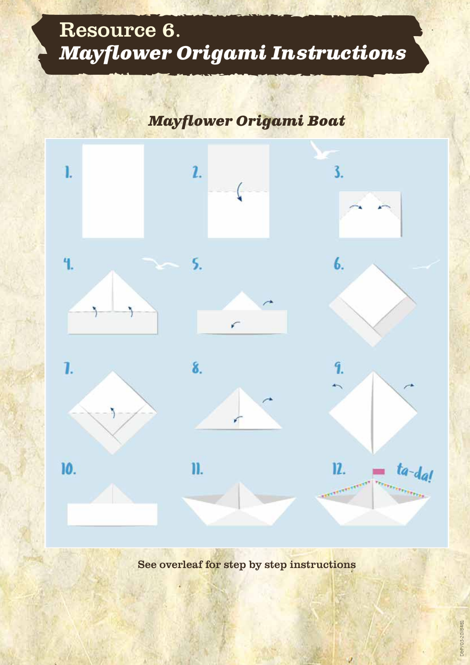 Mayflower Origami Boat Guide Download Printable PDF | Templateroller