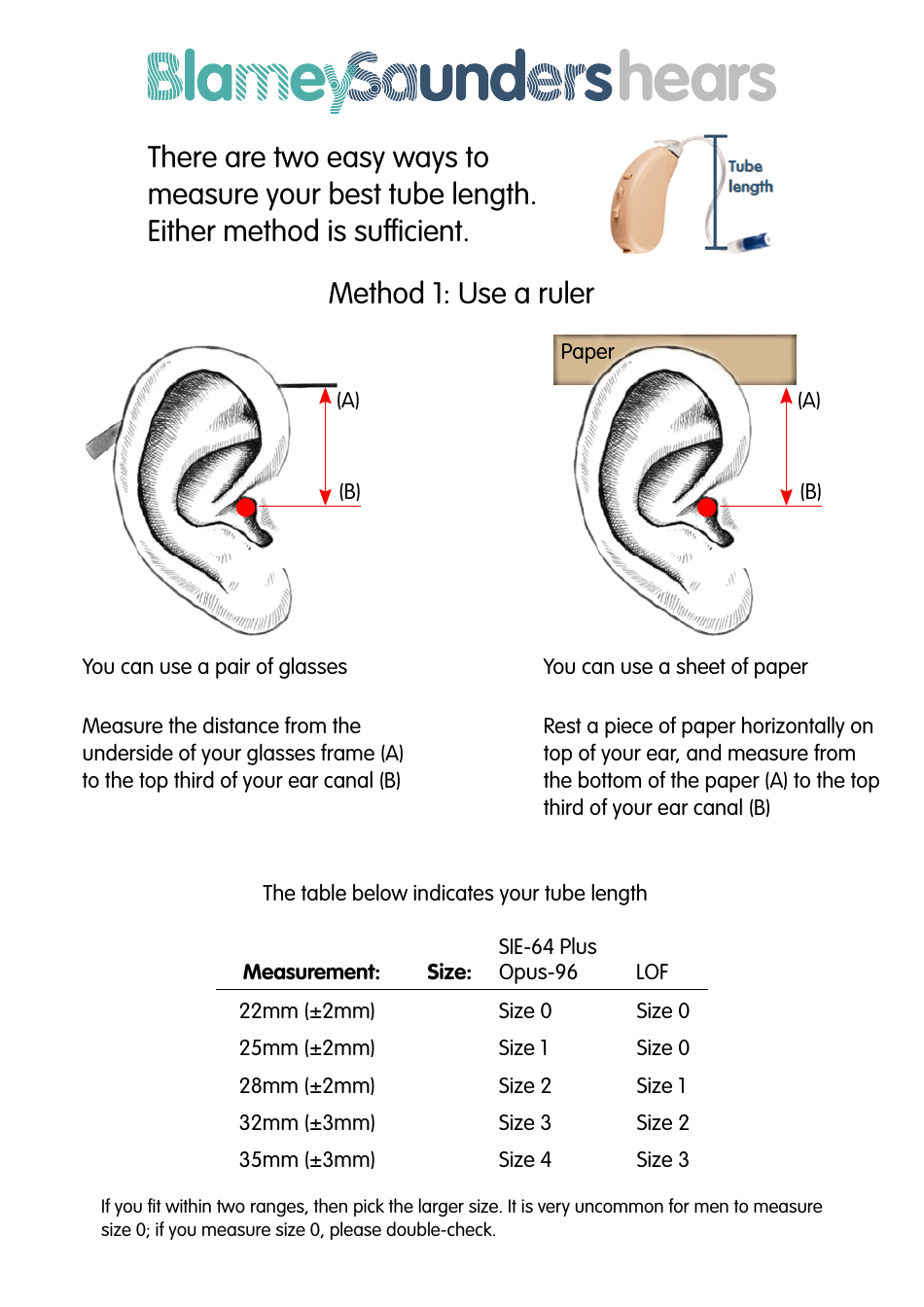 Ear Size Measuring Templates Download Printable PDF | Templateroller