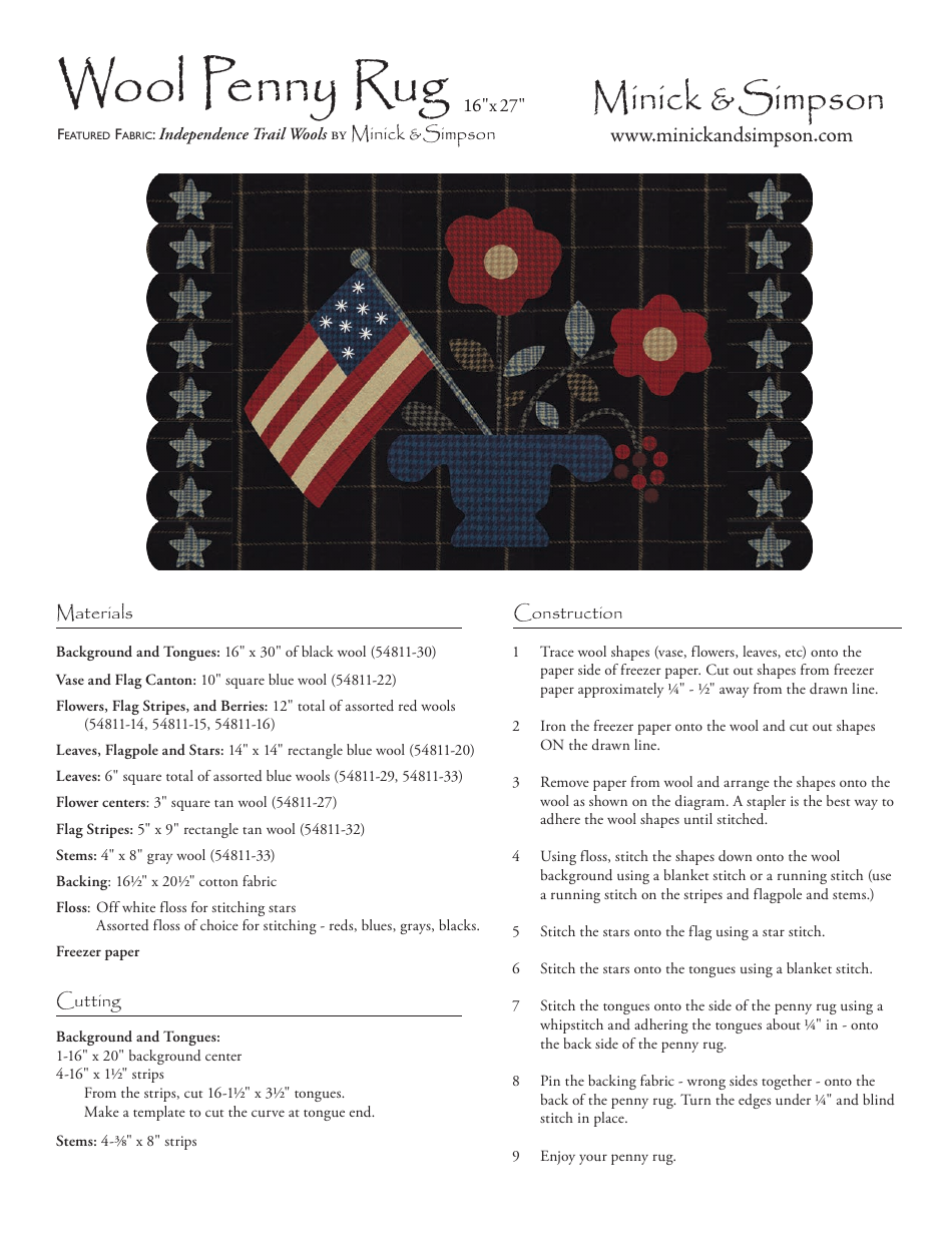 Wool Penny Rug Pattern Templates Download Printable PDF | Templateroller