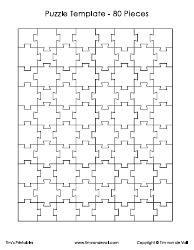 Puzzle Template - 80 Pieces Download Printable PDF | Templateroller