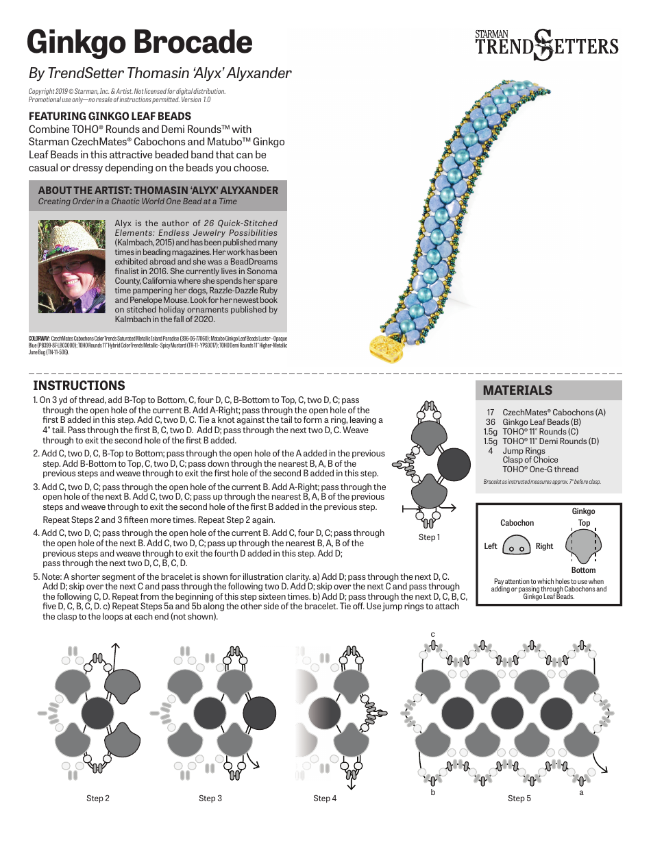 Ginkgo Brocade Beading Pattern Download Printable PDF | Templateroller