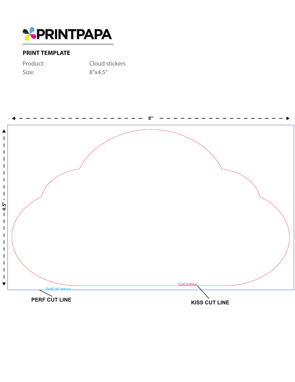 8"x4.5" Cloud Sticker Template Download Printable PDF | Templateroller