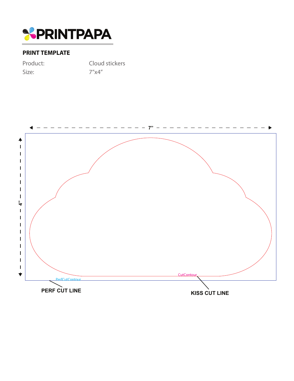 7"x4" Cloud Sticker Template Download Printable PDF | Templateroller