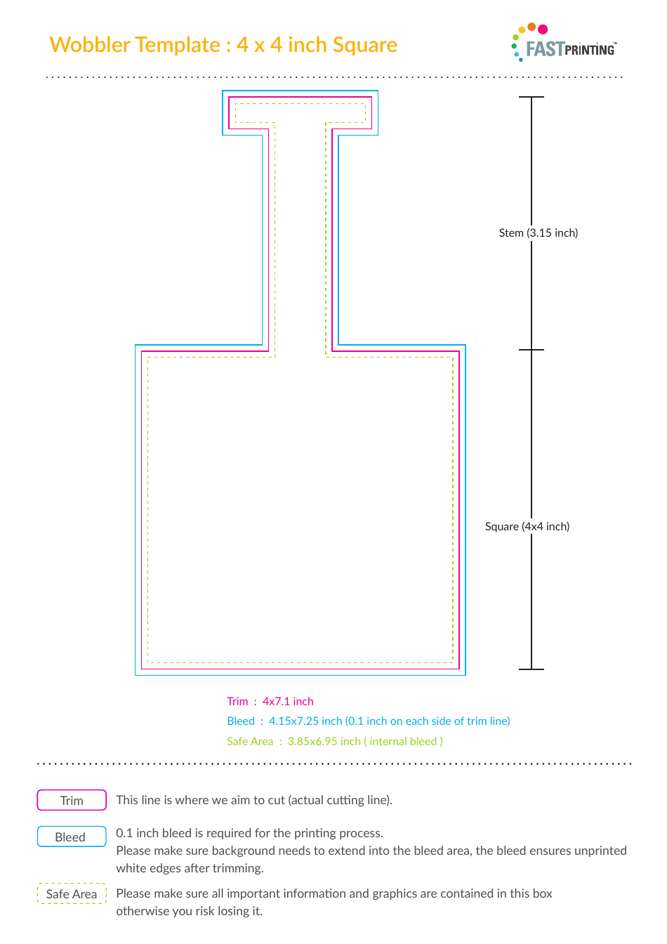 4 X 4 Inch Square Wobbler Template Download Printable PDF | Templateroller