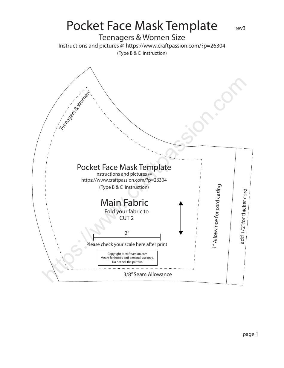 Pocket Face Mask Template Download Printable PDF | Templateroller