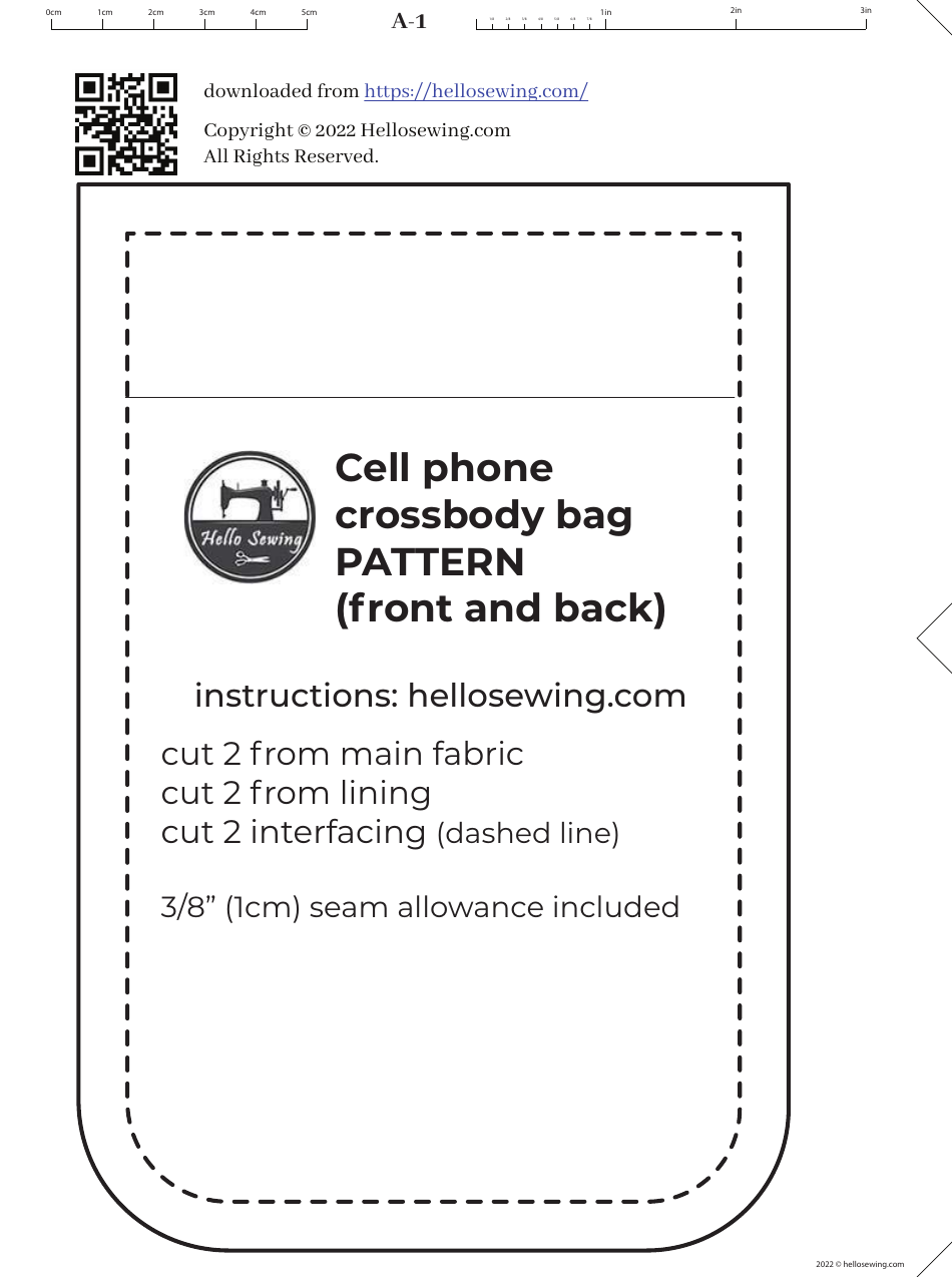 Cell Phone Crossbody Bag Sewing Pattern Template Download Printable PDF ...