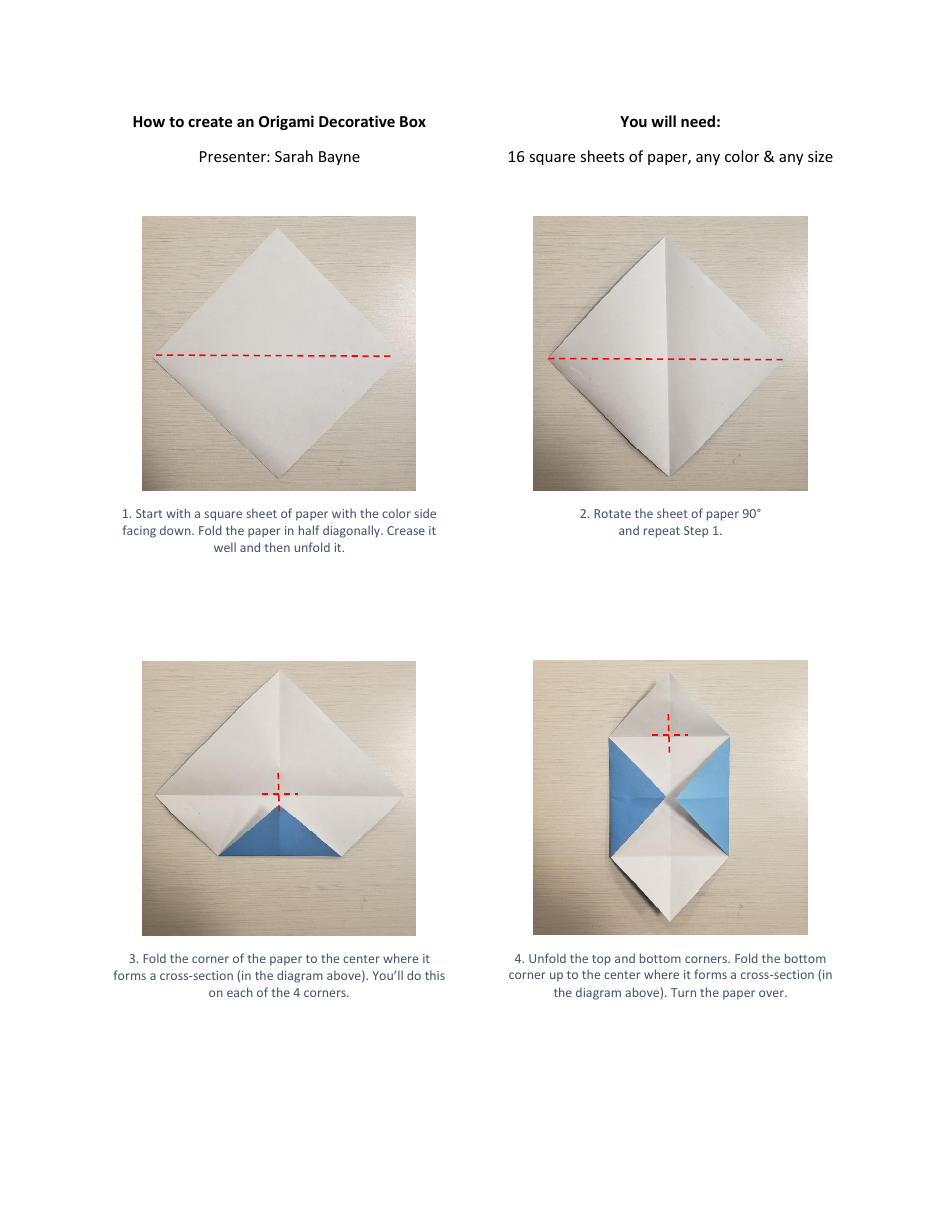Origami Decorative Box Guide Download Printable PDF | Templateroller