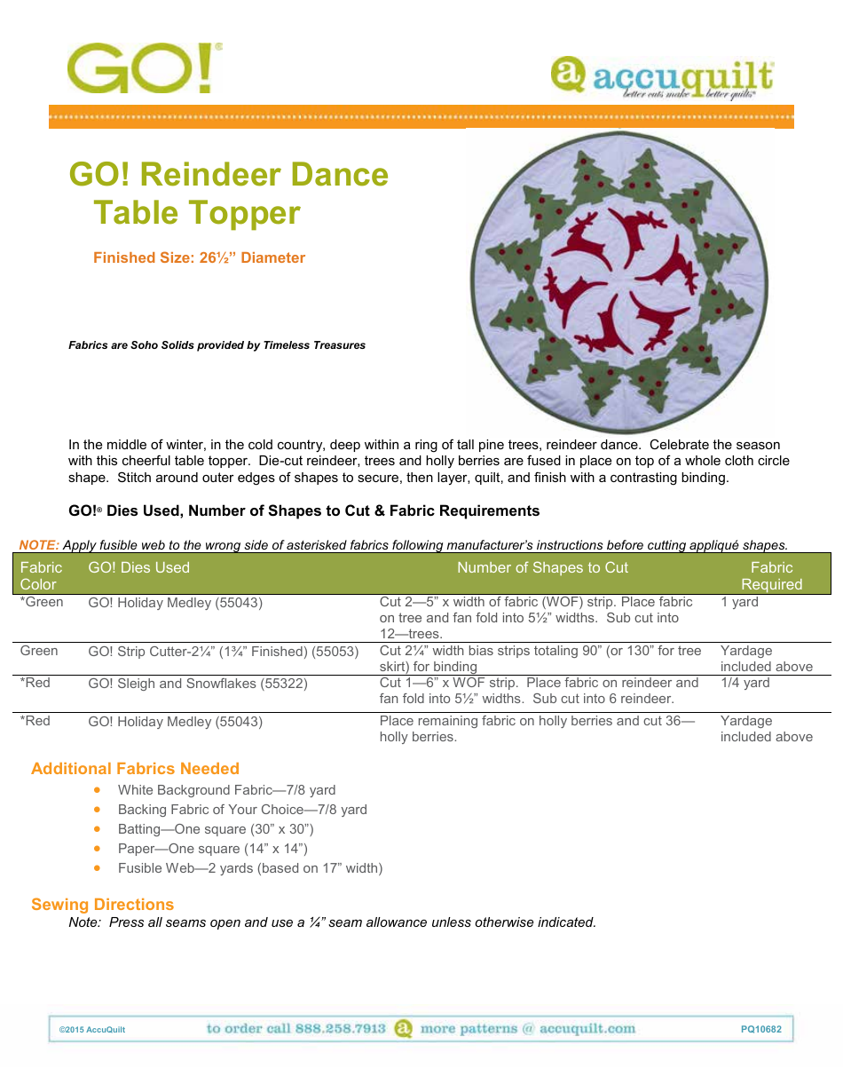 Reindeer Dance Table Topper Sewing Pattern Template Download Printable ...