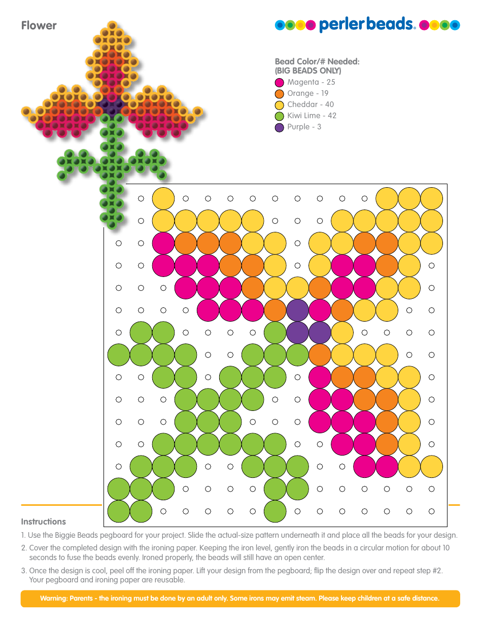 Perler Beads Flower Pattern Download Printable PDF | Templateroller