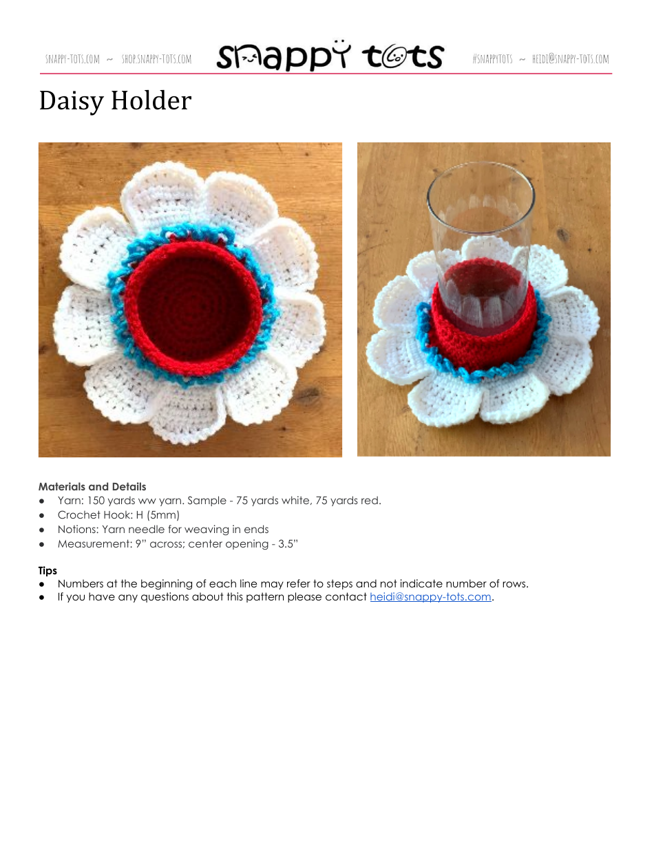 Daisy Holder Crochet Pattern Download Printable PDF | Templateroller