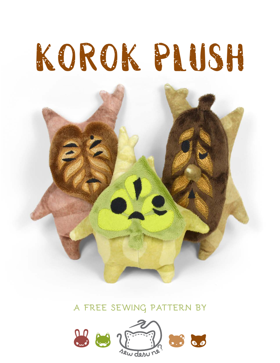 Korok Plush Sewing Pattern Templates Download Printable PDF ...