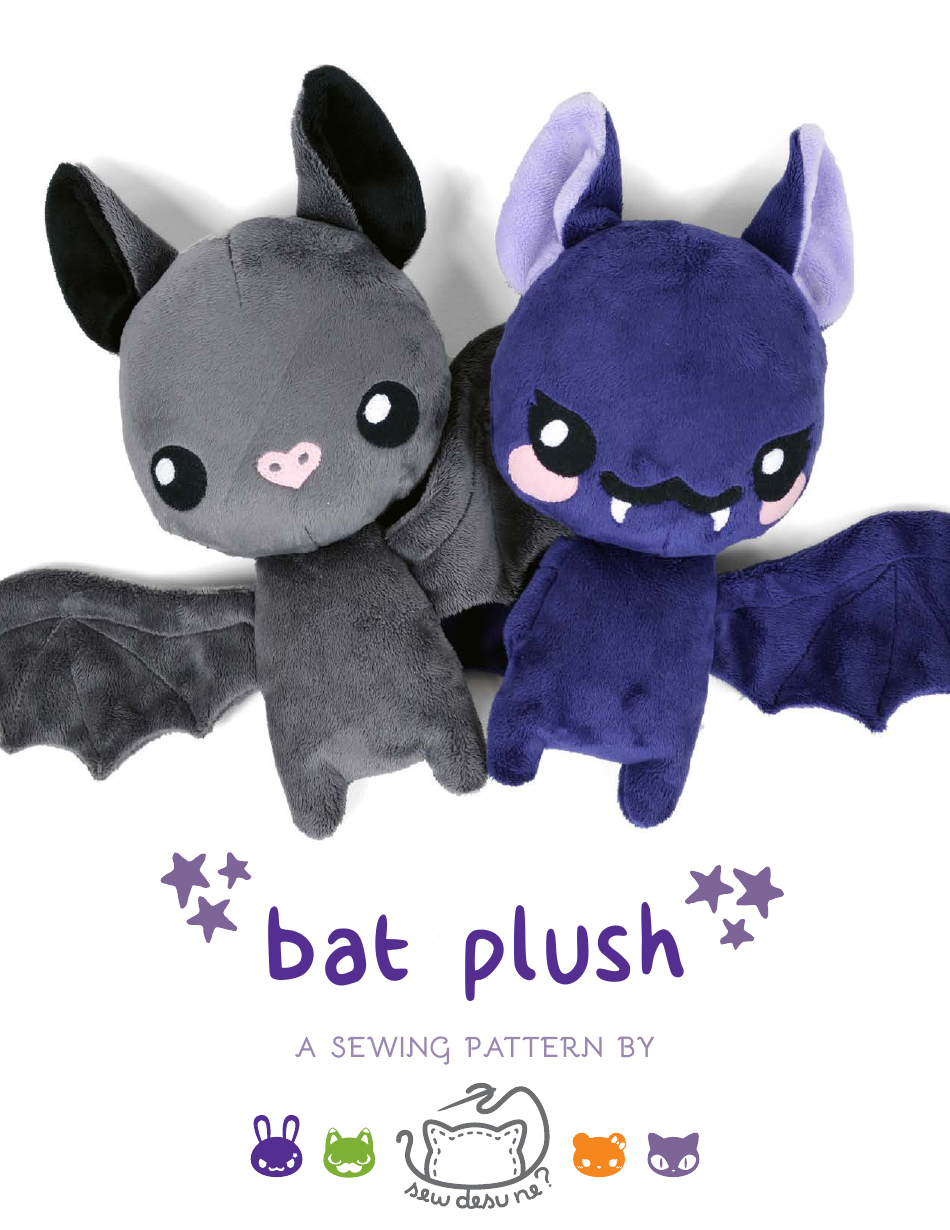 Bat Plush Sewing Pattern Template Download Printable PDF | Templateroller