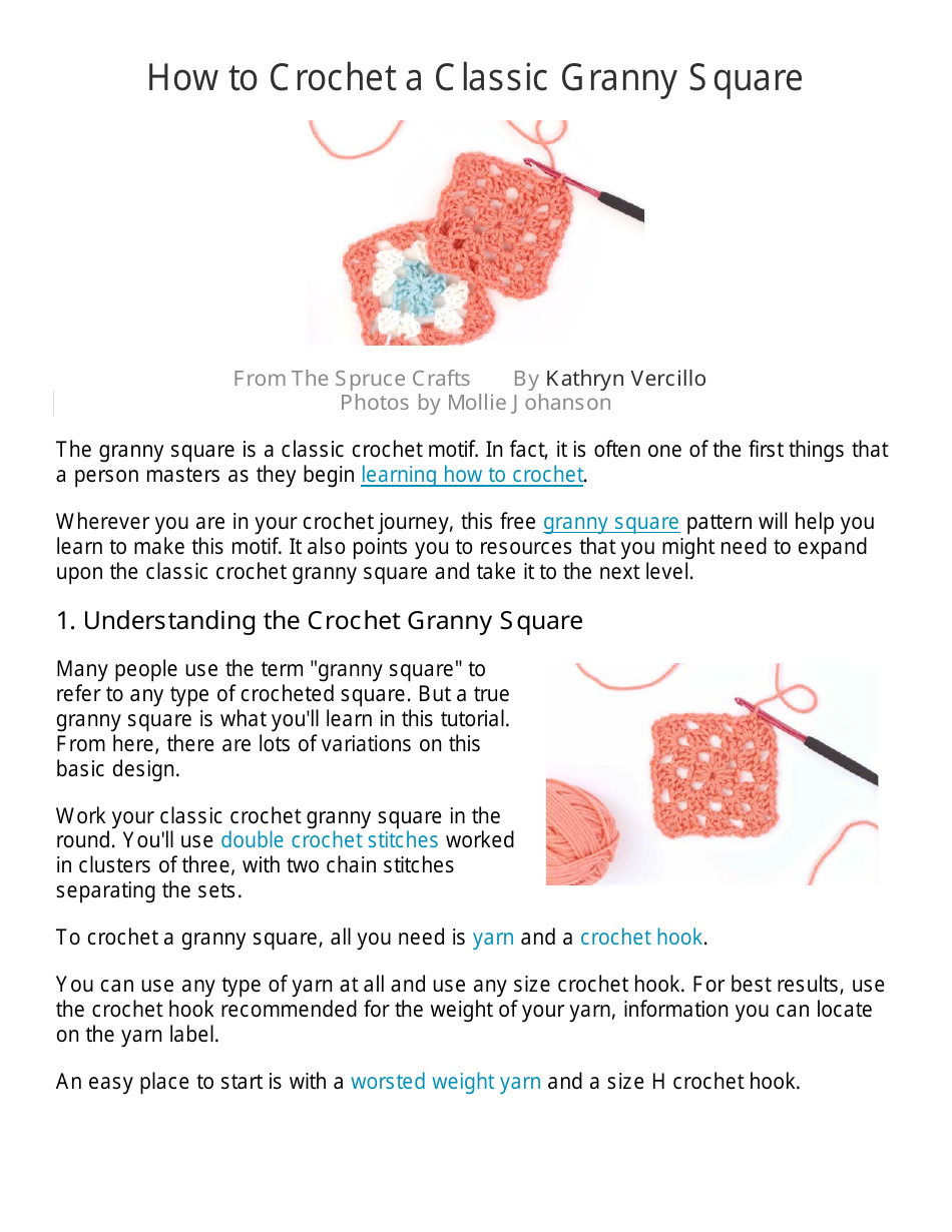 Classic Granny Square Crochet Pattern Download Printable PDF ...