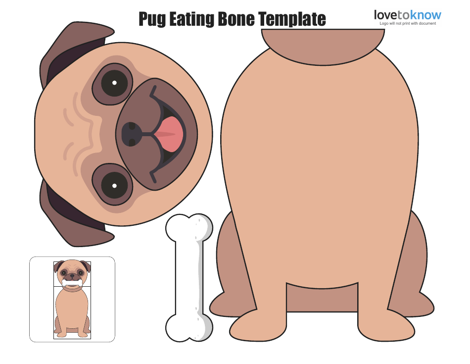 Pug Eating Bone Template Download Printable PDF | Templateroller