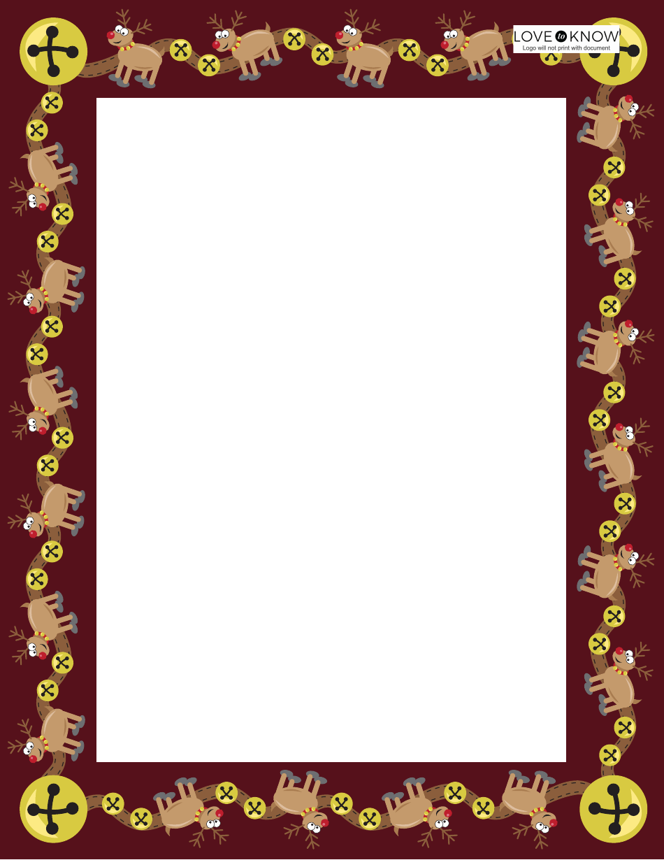Christmas Writing Paper Template - Reindeer Border Download Printable ...