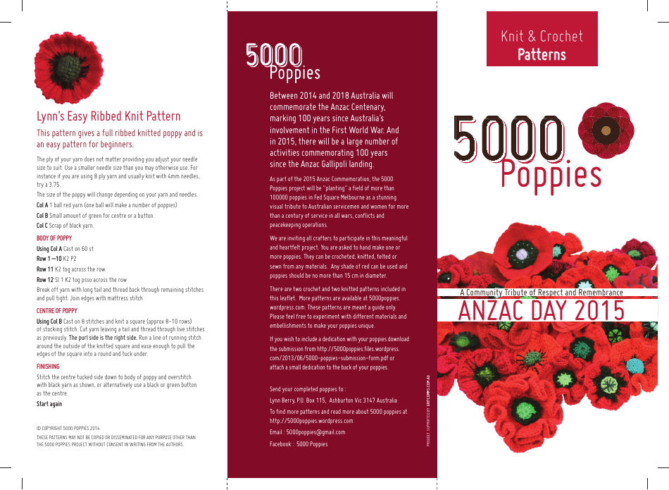 Poppy Knit & Crochet Patterns - 5000 Poppies Download Printable PDF ...