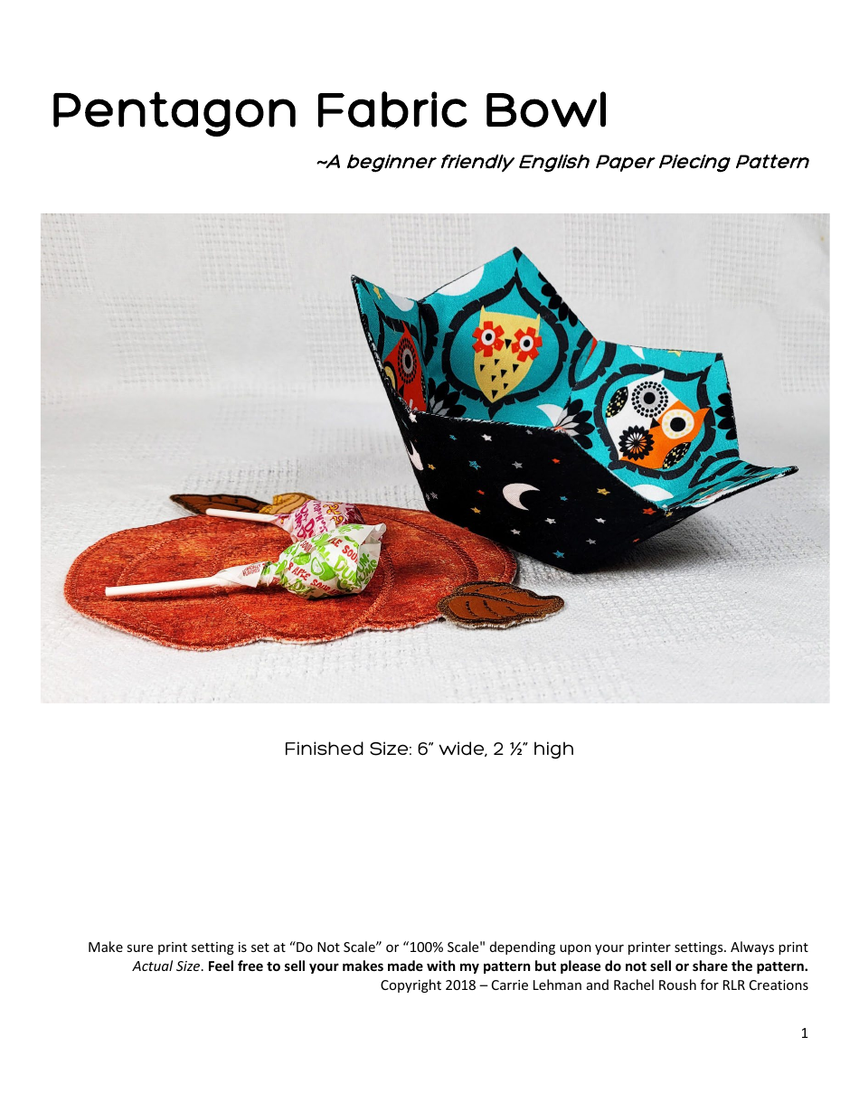 Pentagon Fabric Bowl Pattern Templates - Carrie Lehman and Rachel Roush ...