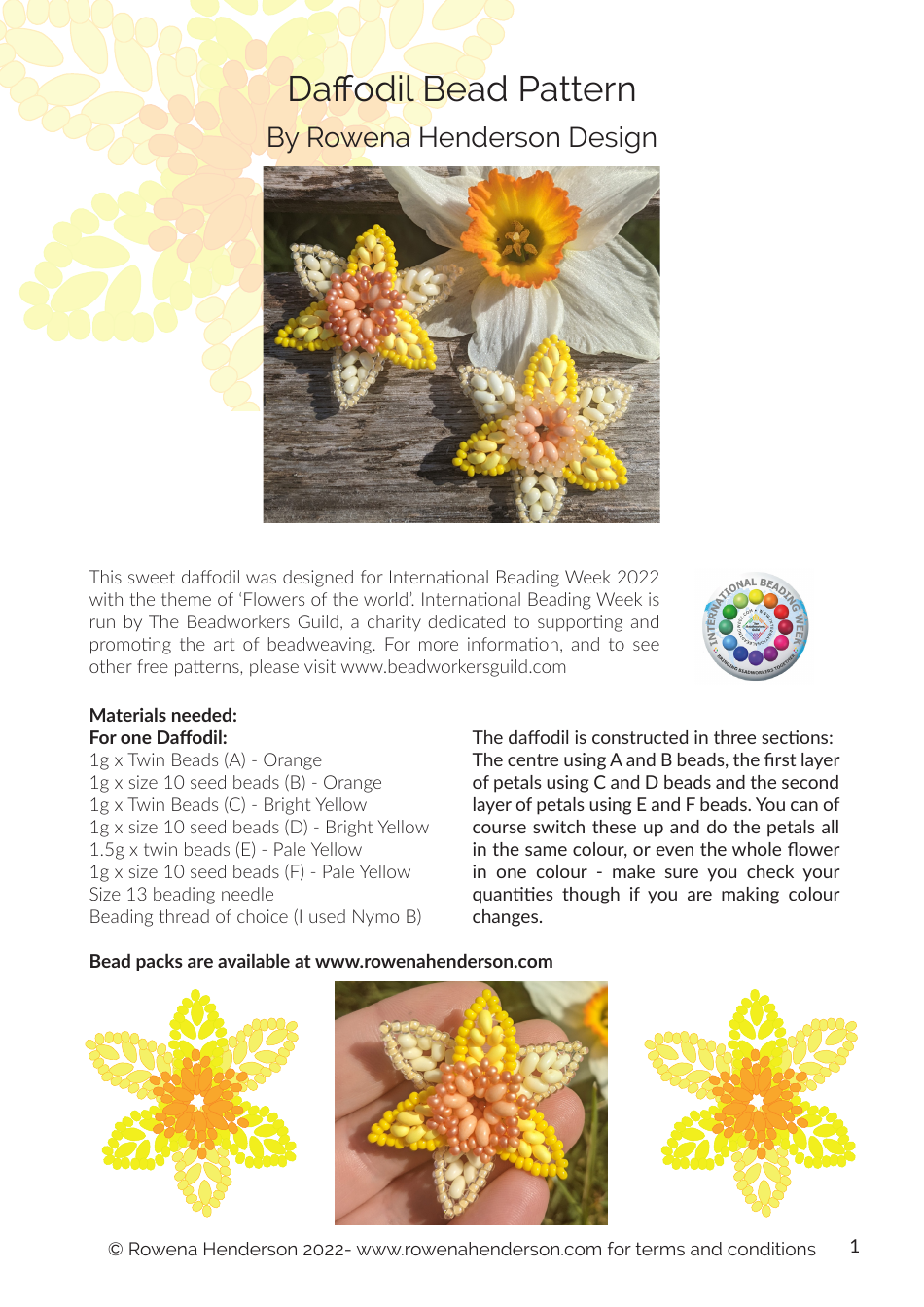 Daffodil Bead Pattern Download Printable PDF | Templateroller