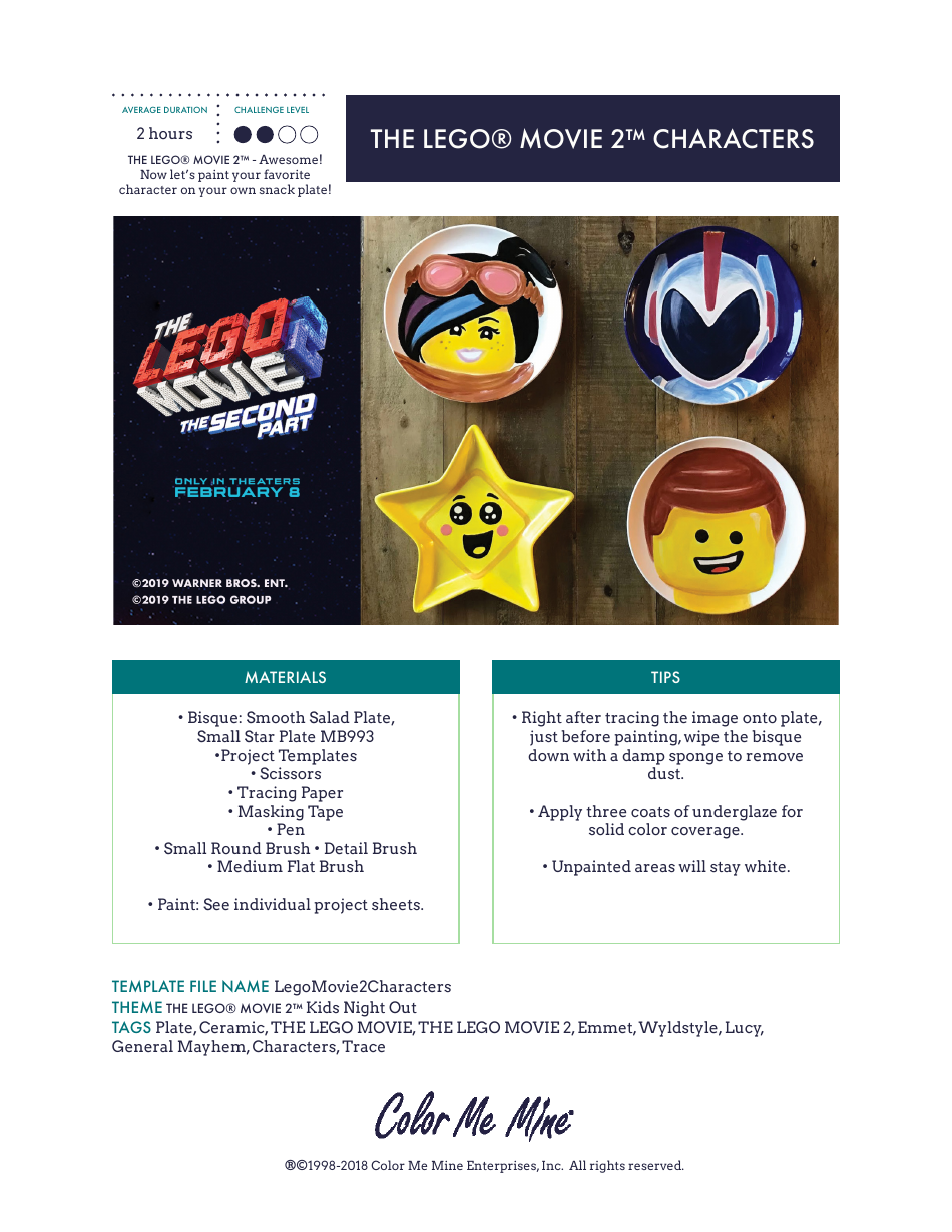 The Lego Movie 2 Plate Pattern Templates Download Printable PDF ...