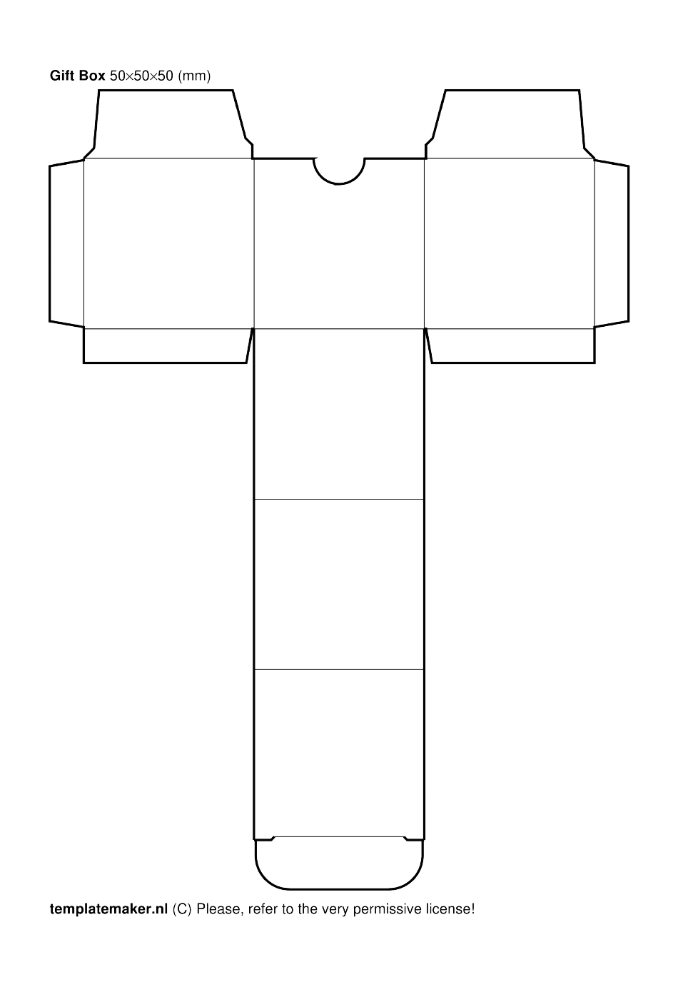 50x50x50mm Gift Box Template Download Printable PDF | Templateroller
