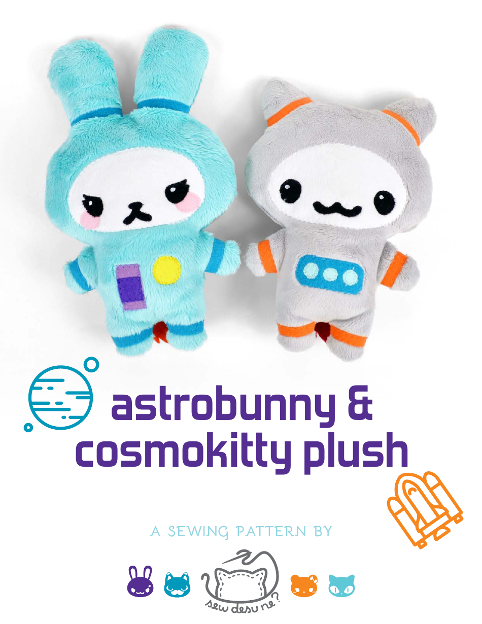 Astrobunny and Cosmokitty Plush Sewing Patten Templates Download ...