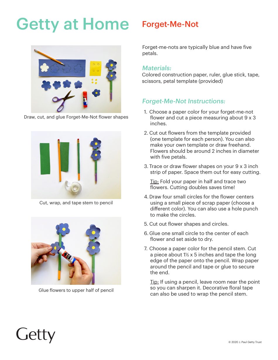 Paper Forget-Me-Not Templates - J. Paul Getty Trust Download Printable ...