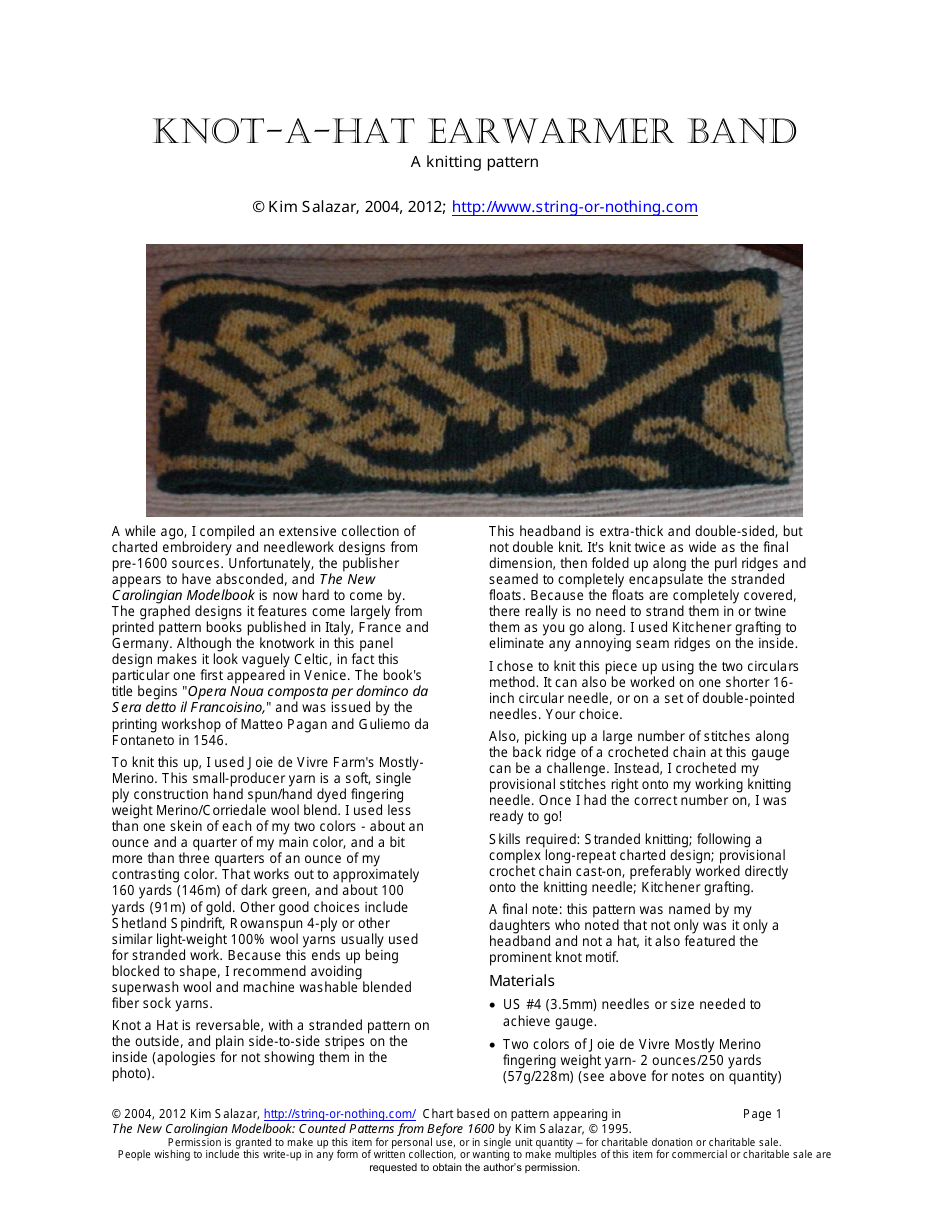 Knot-A-hat Earwarmer Band Knitting Pattern Download Printable PDF ...