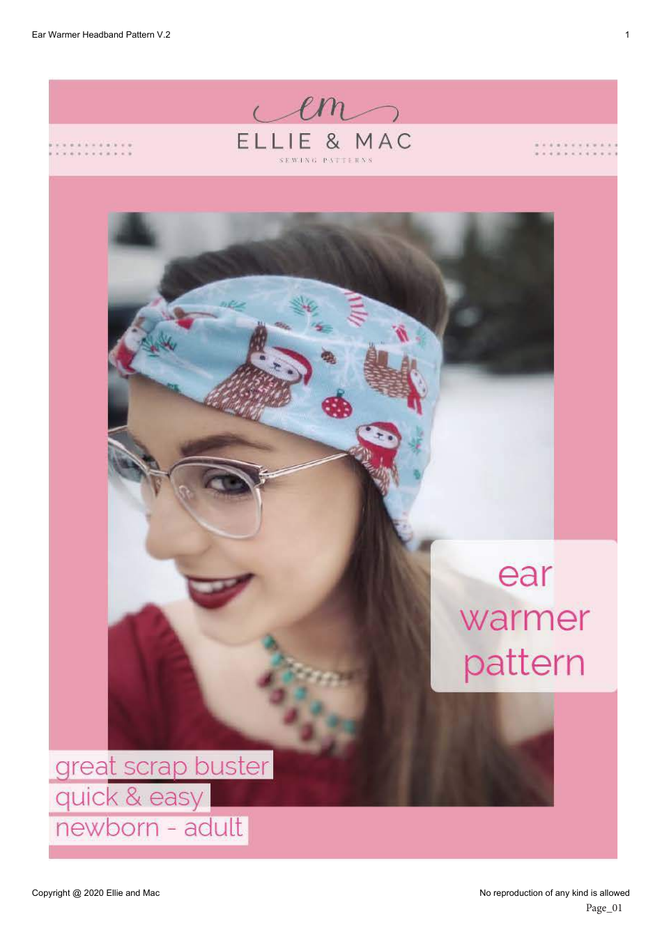 Ear Warmer Headband Sewing Pattern Templates Download Printable PDF ...