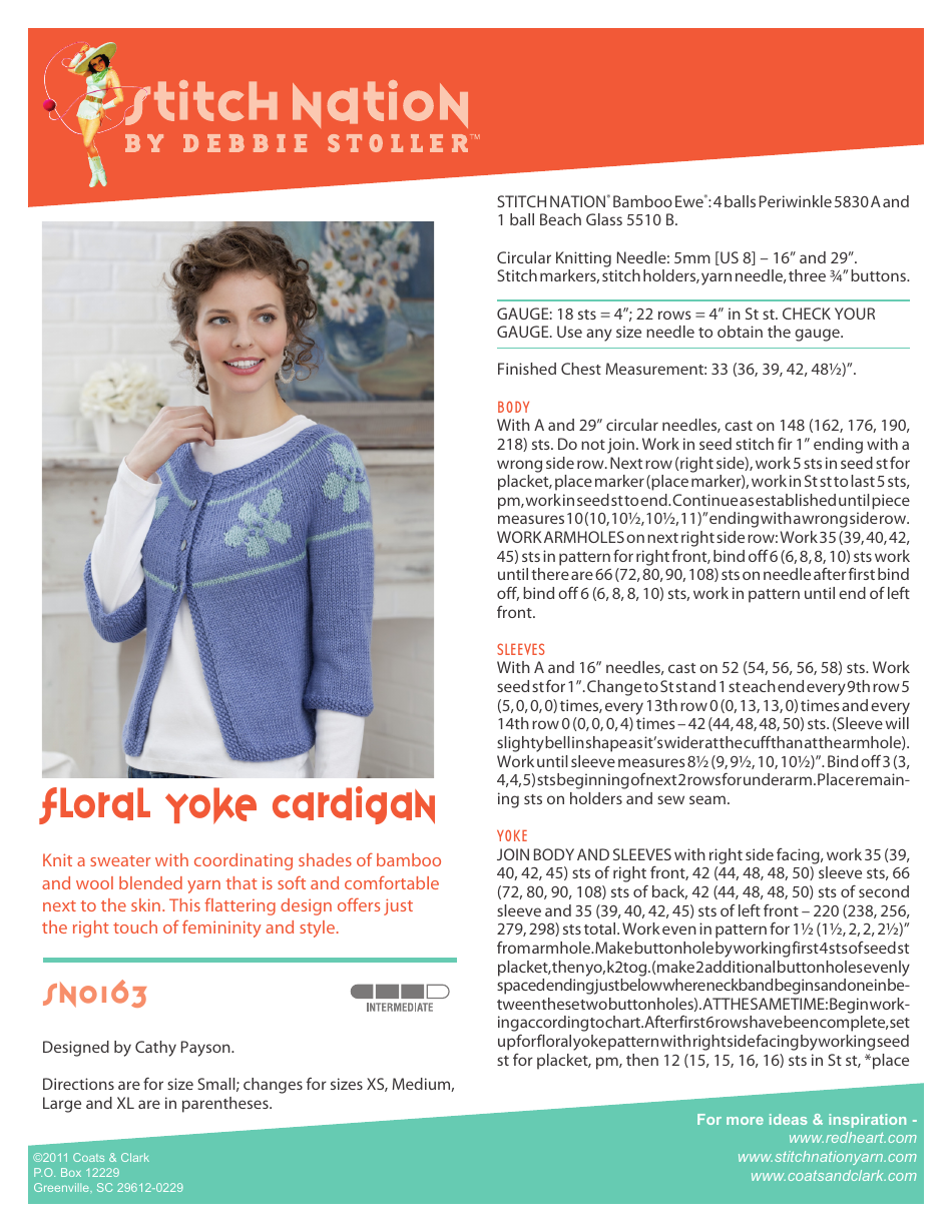 Floral Yoke Cardigan Knitting Pattern Download Printable PDF ...