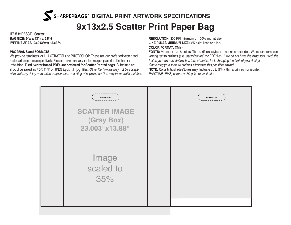 9x13x2.5 Scatter Print Paper Bag Template Download Printable PDF ...