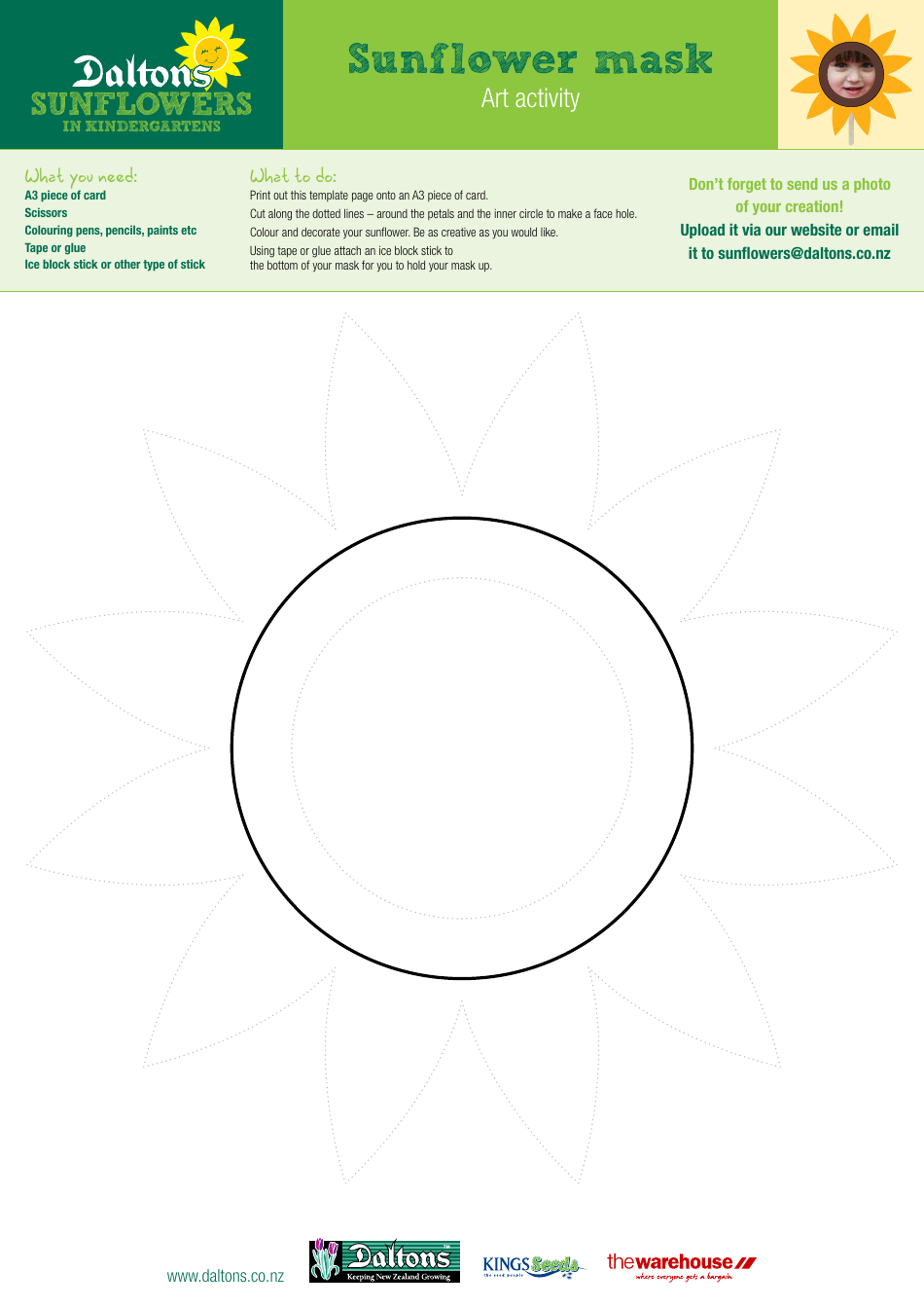 Sunflower Mask Template Download Printable PDF | Templateroller