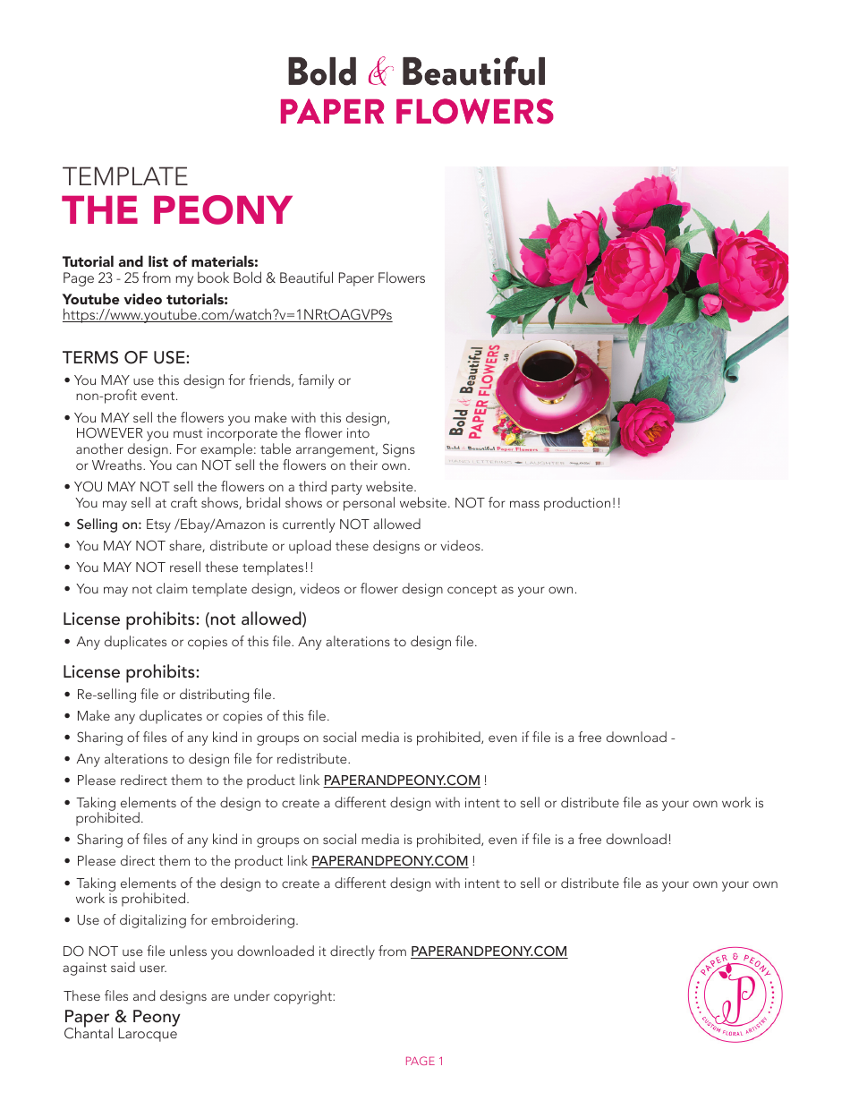 Paper Peony Flower Templates Download Printable PDF | Templateroller