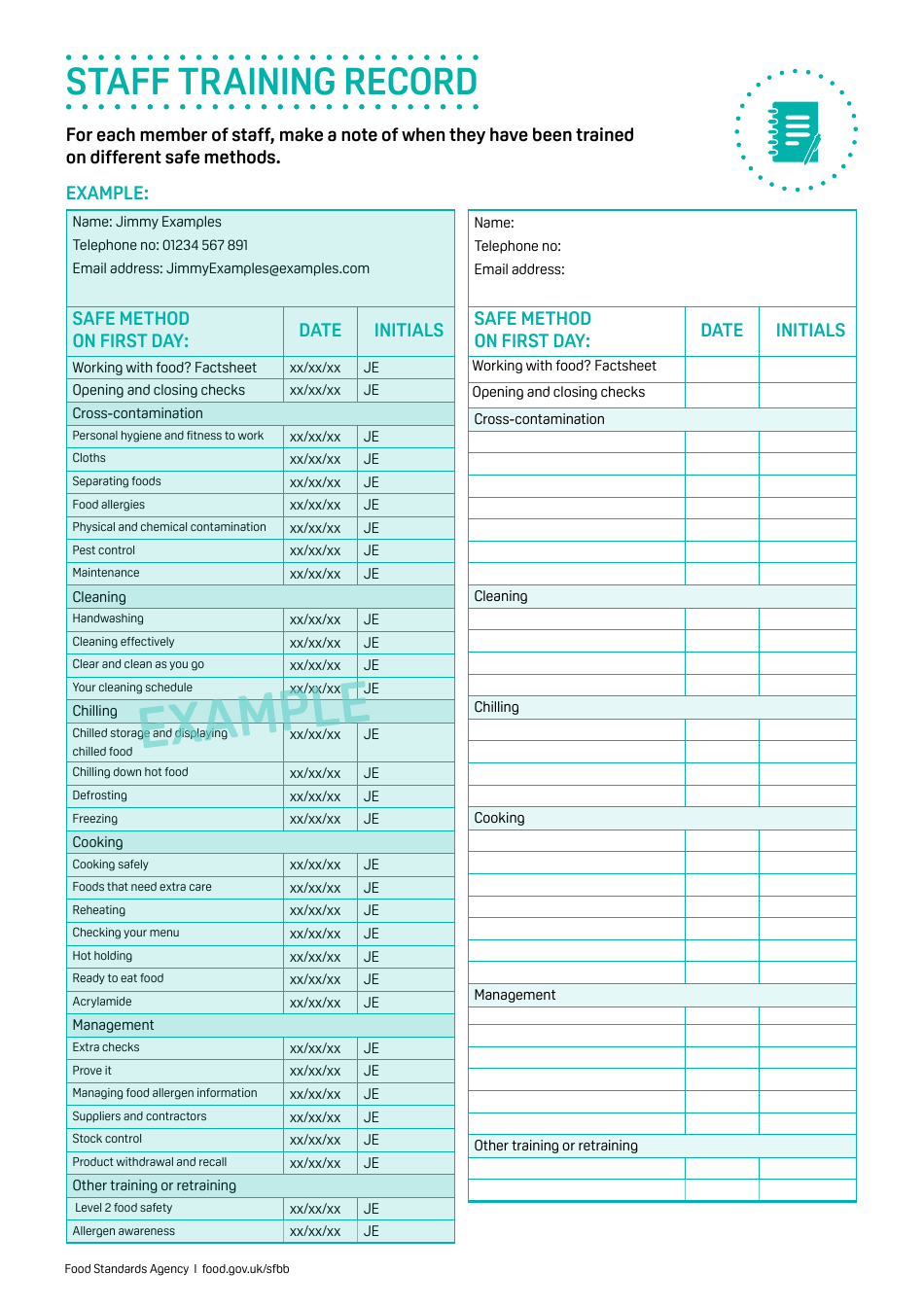 United Kingdom Staff Training Record - Fill Out, Sign Online and ...