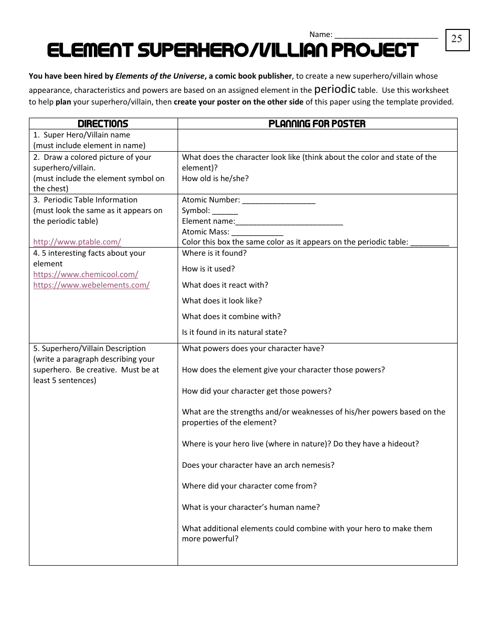 Element Superhero Villian Project Template Download Printable PDF element-superhero-villian-project-template-download-printable-pdf