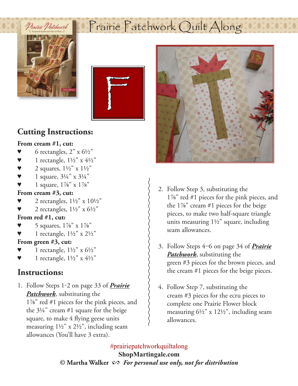 Prairie Patchwork Quilt Along Pattern - Martha Walker Download ...